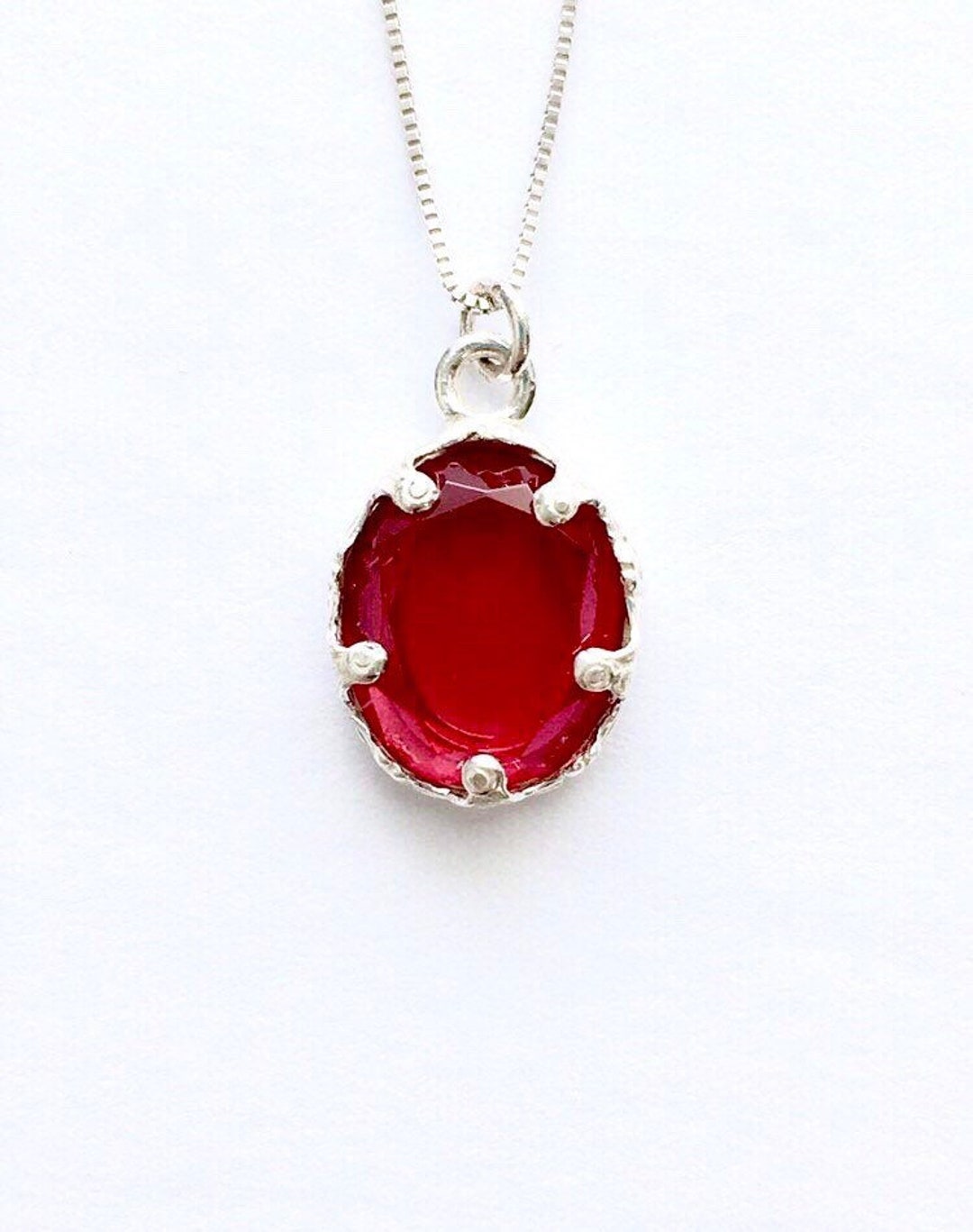Ruby Necklace, Ruby Pendant, July Birthstone Necklace, Red Gemstone ...
