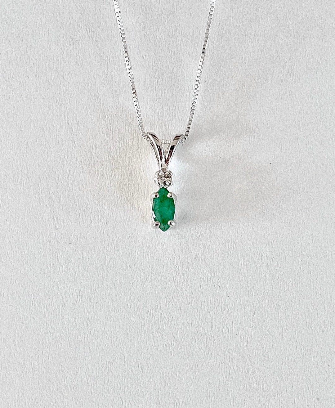 Genuine Emerald Necklace, Real Emerald Pendant, Emerald Diamond ...