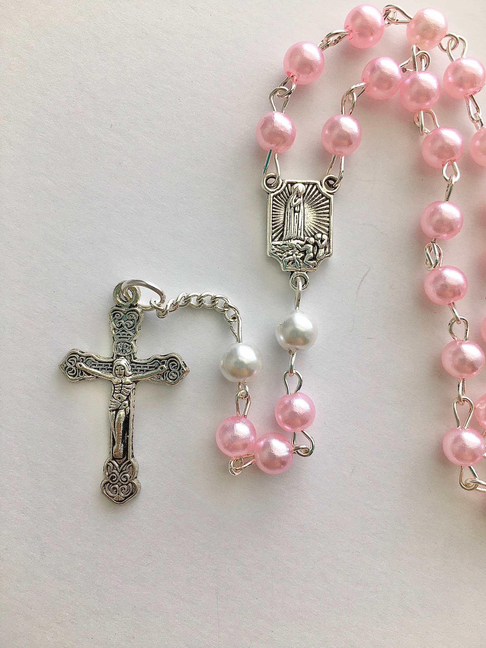 Pink Pearl Rosary Pink Rosary Womens Rosary Ladies Rosary | Etsy