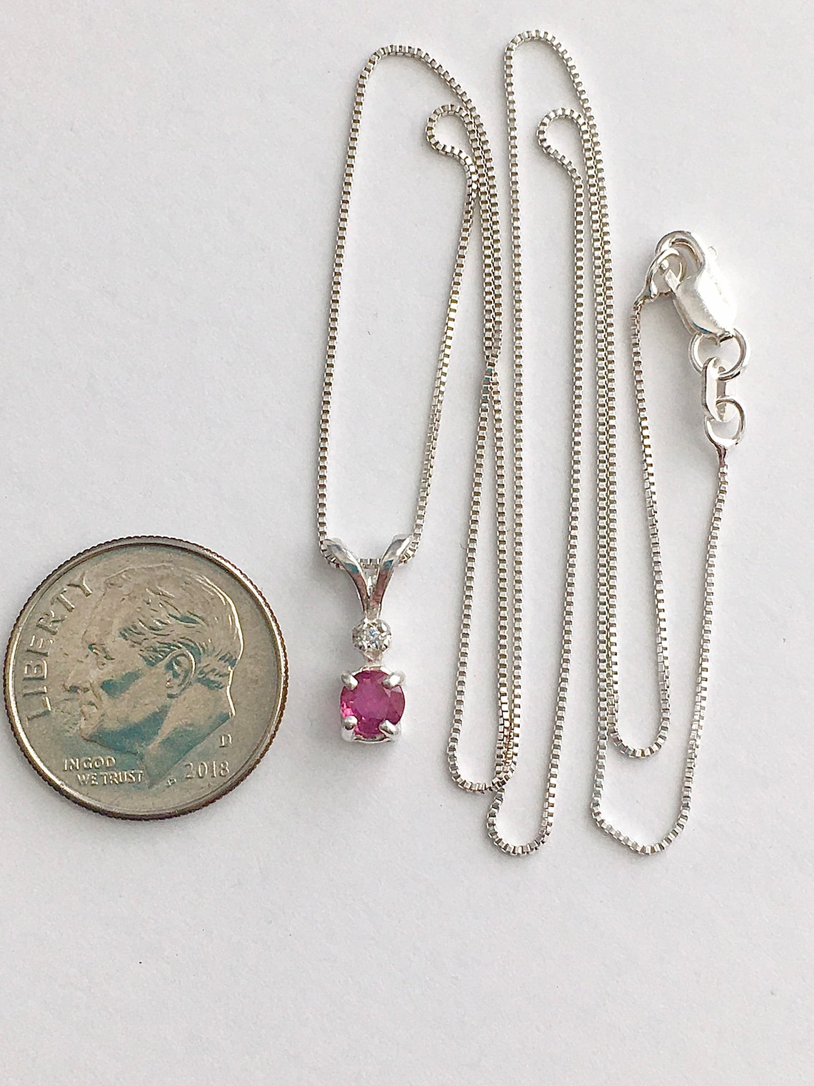 Genuine Ruby Necklace Real Ruby Pendant Ruby and Diamond | Etsy