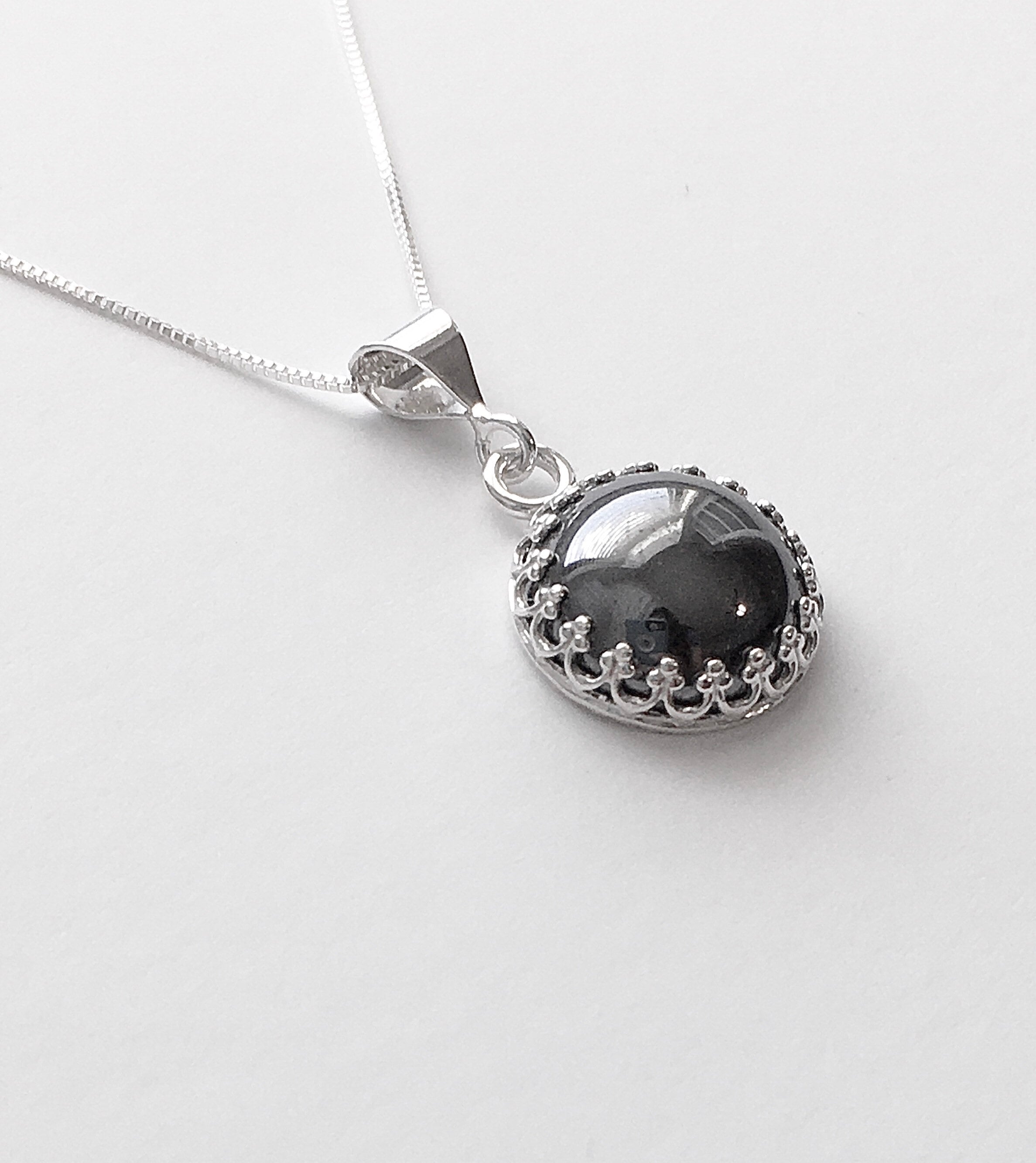 Hematite Necklace Hematite Sterling Silver Necklace Hematite - Etsy