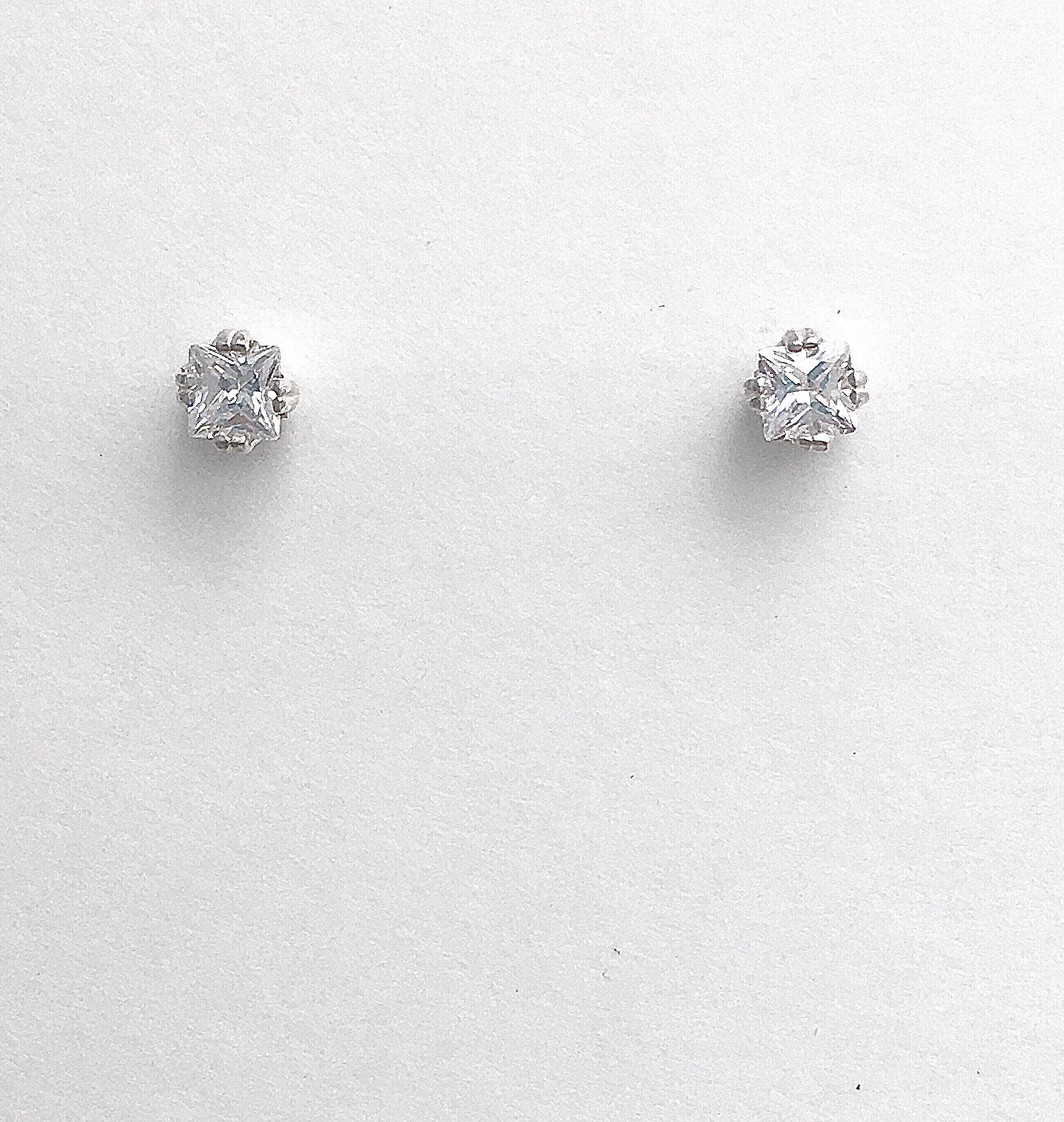 Imitation Diamond Stud Earrings Square Solitaire Earrings - Etsy