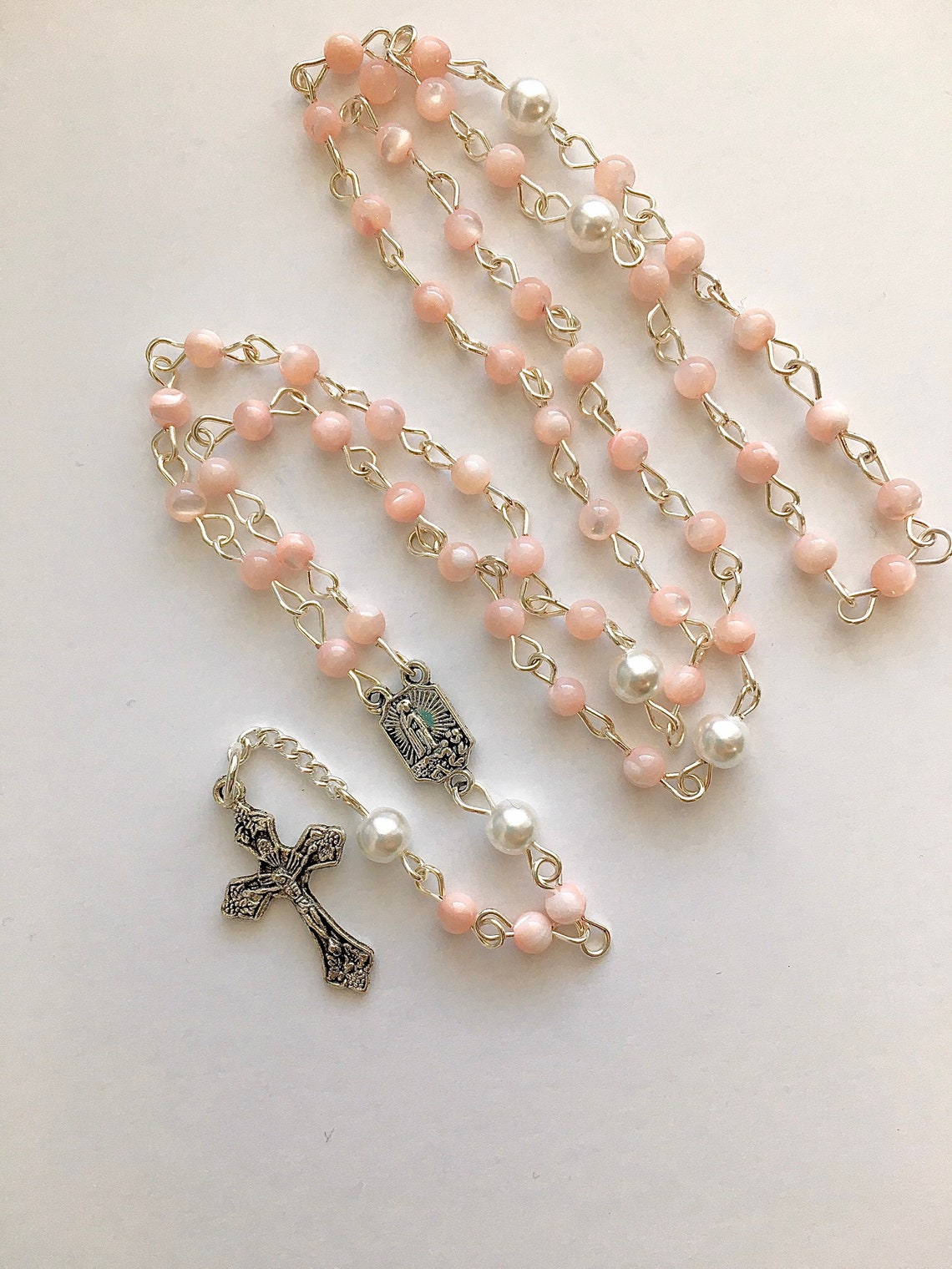 Pink rosary baby rosary childs rosary small rosary pink | Etsy