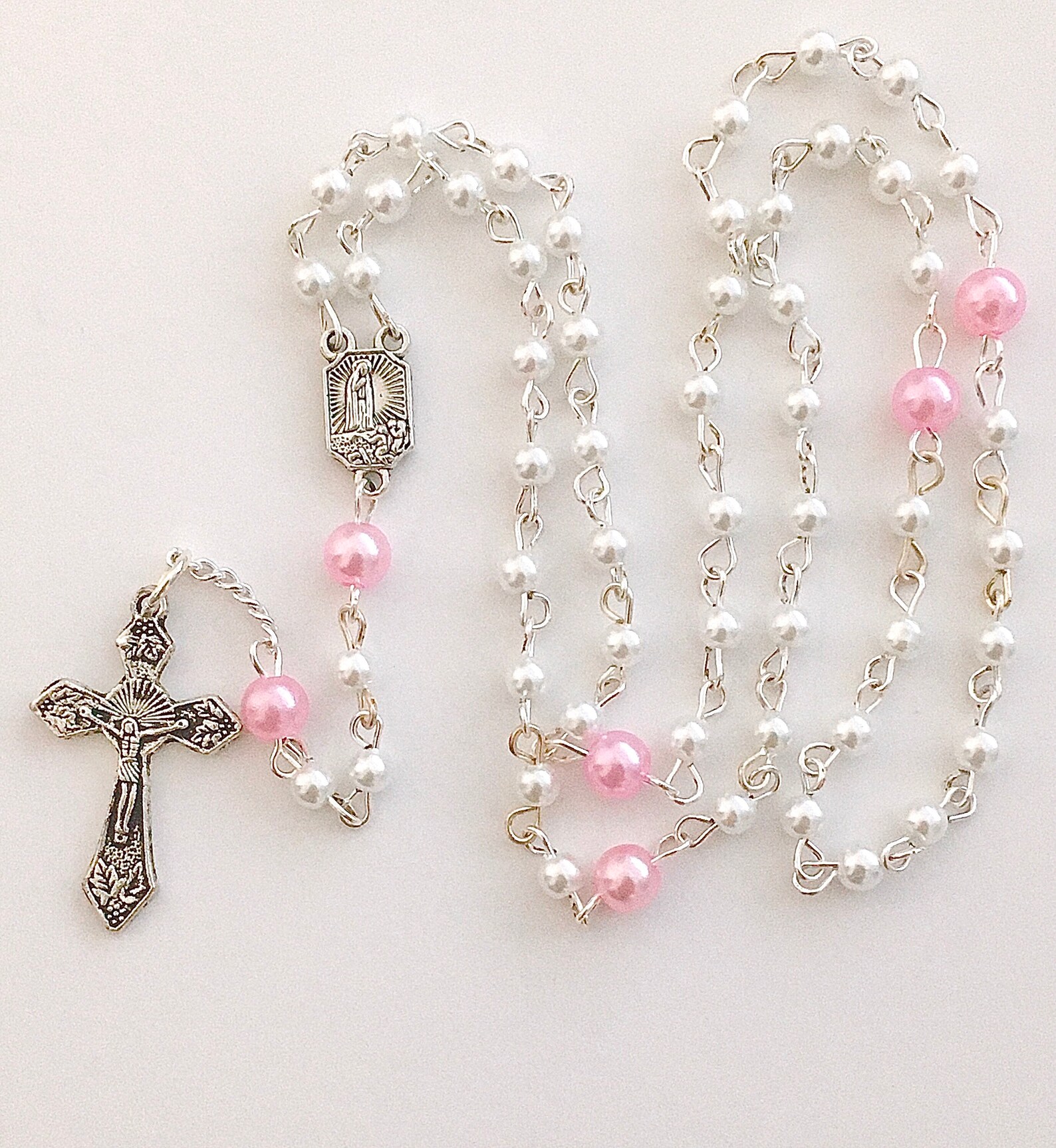 Baby Rosary Childs Metal Rosary Kids Rosary Small Pink - Etsy