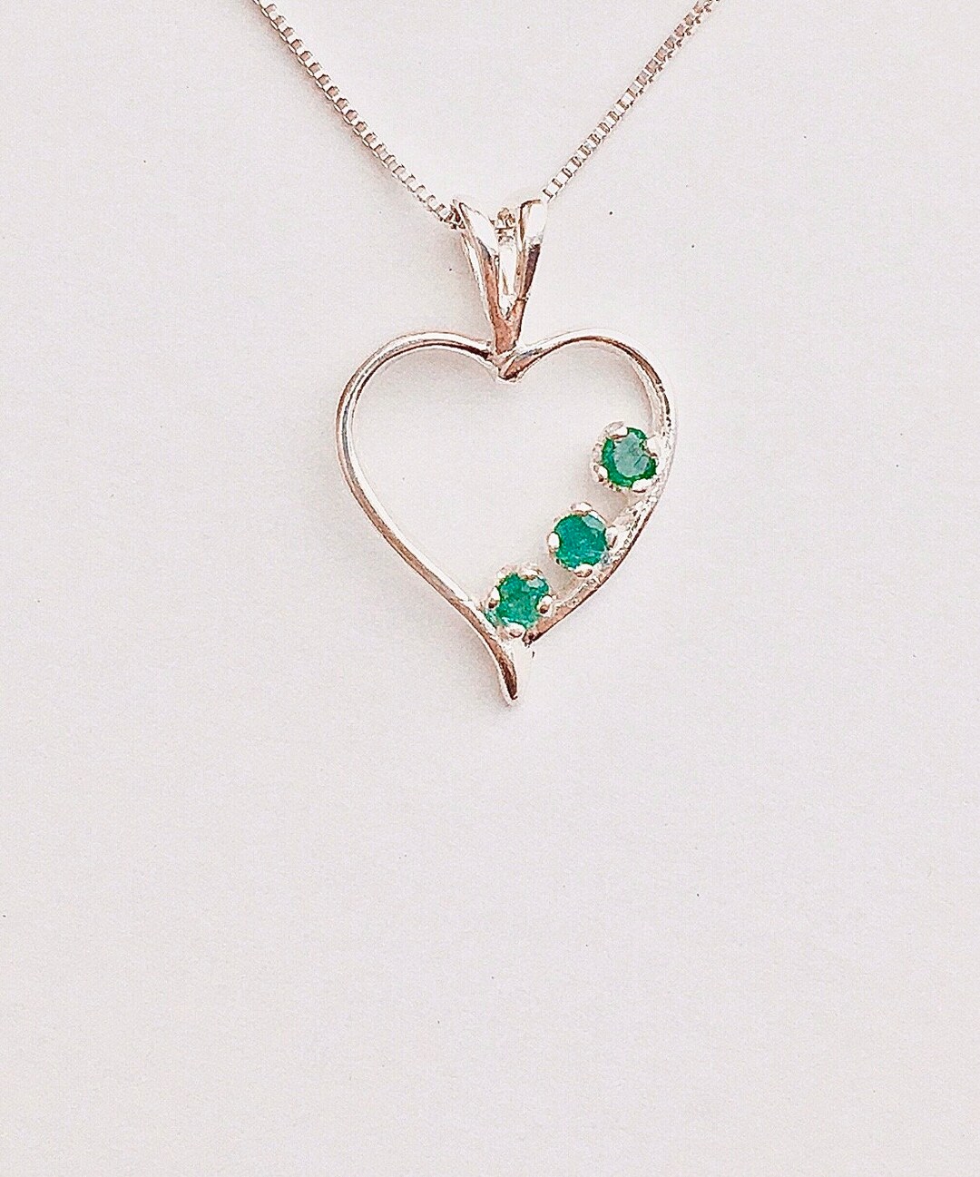 Genuine Emerald Necklace, Emerald Pendant, May Birthstone Necklace ...