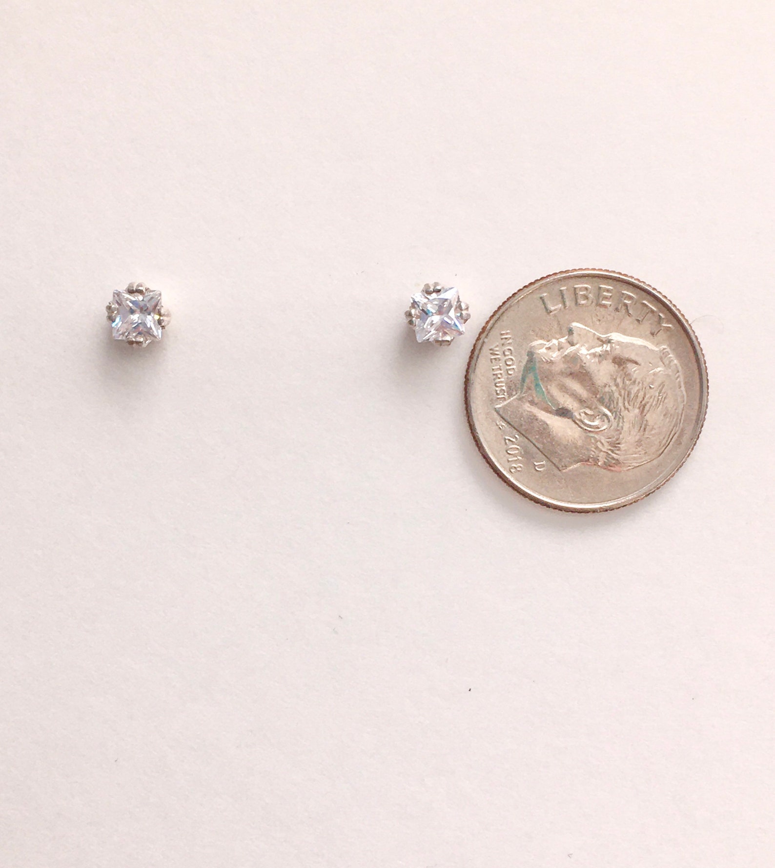 Imitation Diamond Stud Earrings Square Solitaire Earrings - Etsy