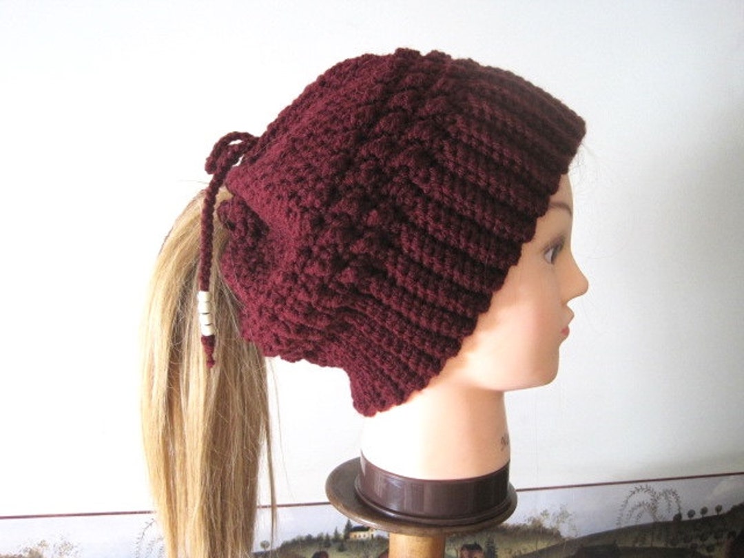 Ponytail Hat PATTERN, Crochet Ponytail Beanie PATTERN, Women's Beanie ...