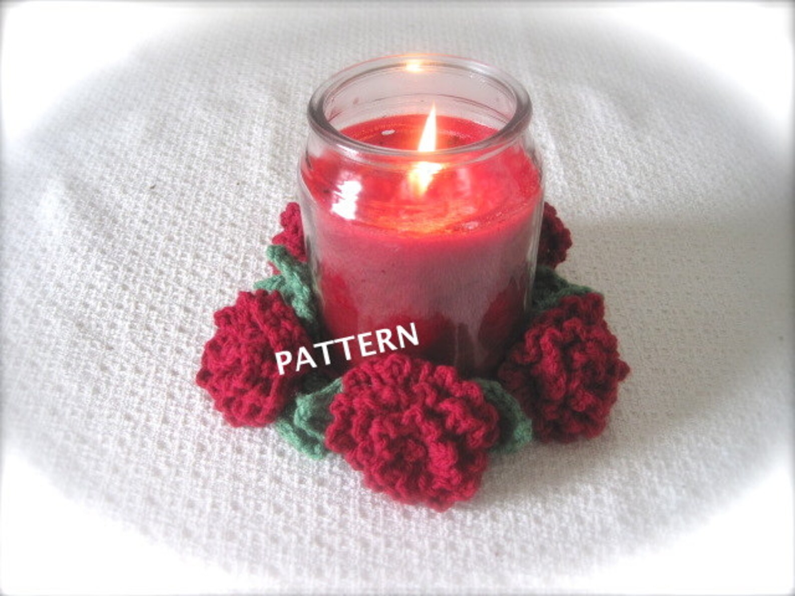 Crochet Flower Pattern, Crochet Candle Ring Pattern for Candle Jars ...