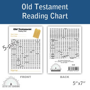 Old Testament Reading Chart - 5x7 - 5-PACK (5) LDS Gospel Study Reading ...