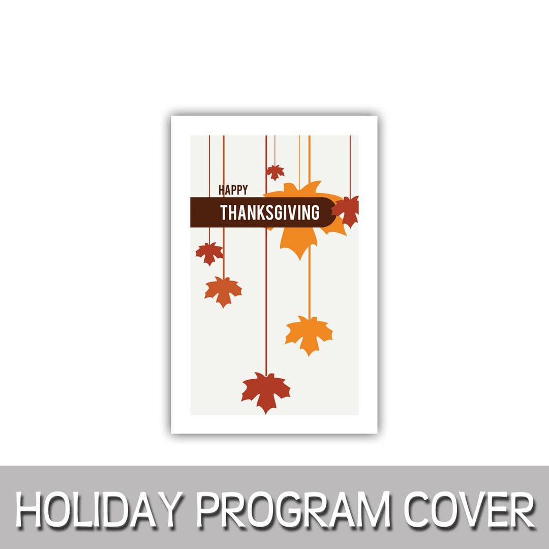 Happy Thanksgiving Fall Autumn Hanging Falling Leaves Program Cover 8.5 ...