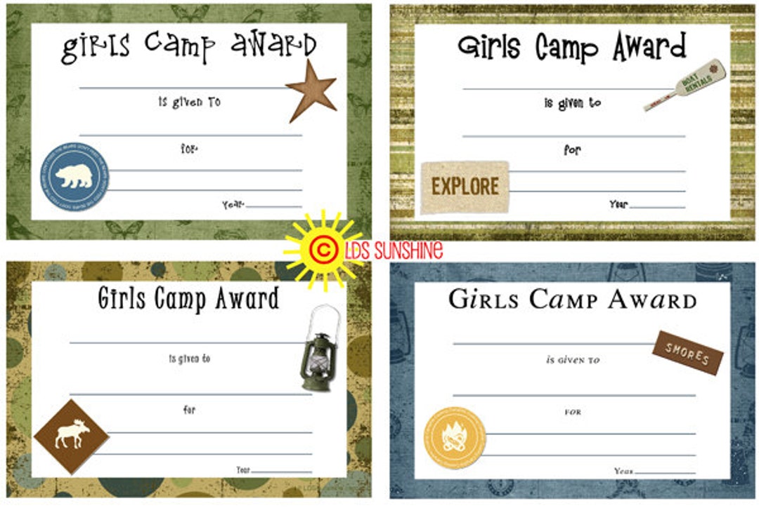 Camp Certificates for Awards at Girls Camp - Etsy