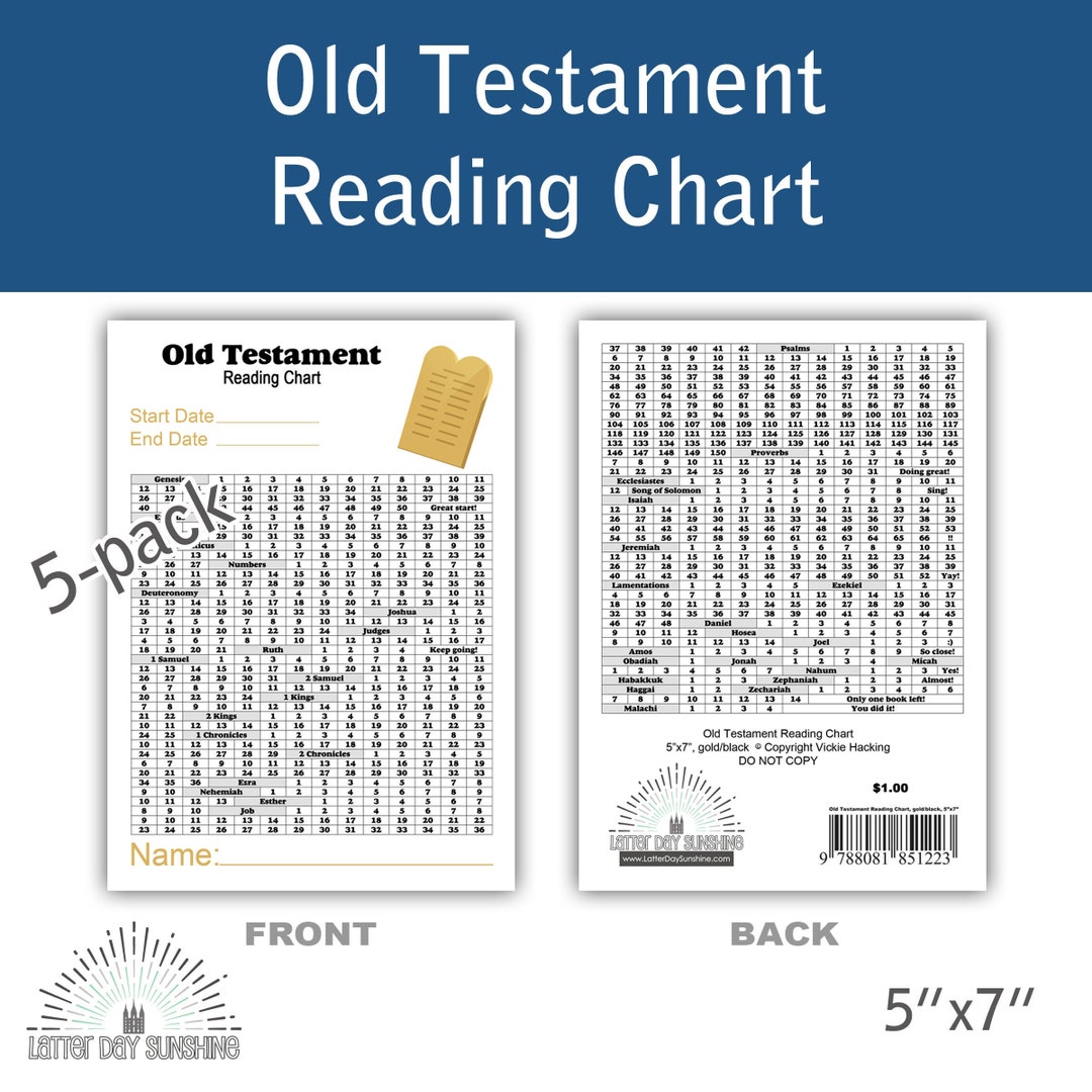 Old Testament Reading Chart - 5x7 - 5-PACK (5) LDS Gospel Study Reading ...