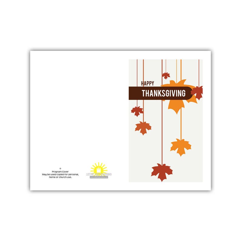 Happy Thanksgiving Fall Autumn Hanging Falling Leaves Program Cover 8.5 ...