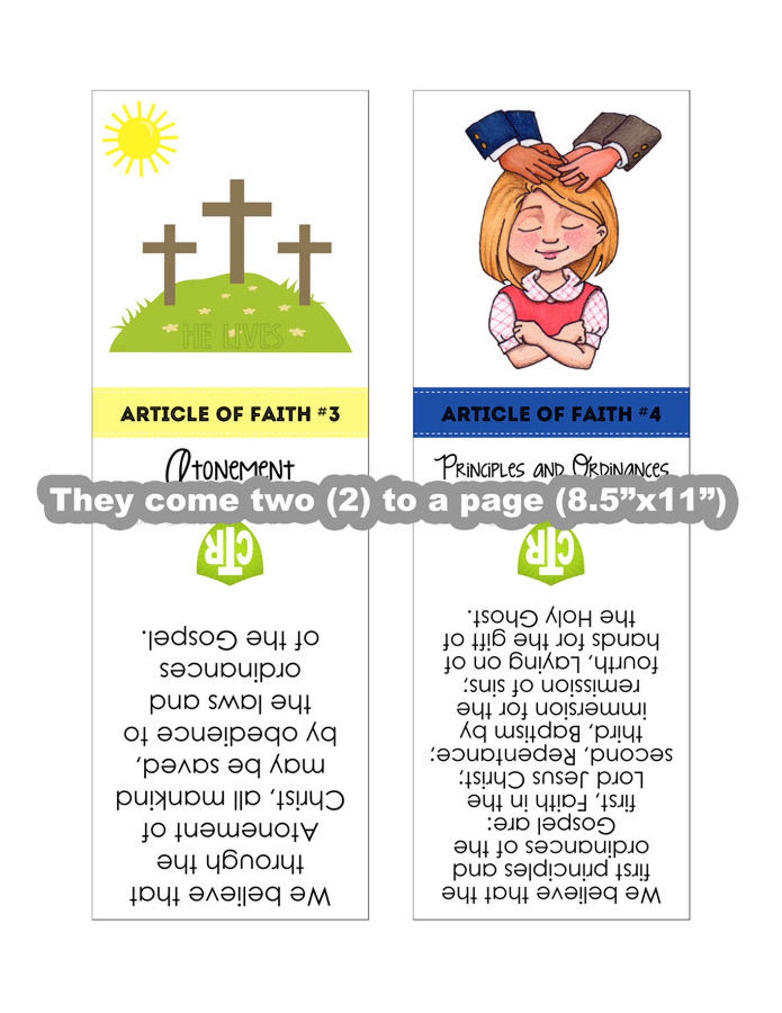 Articles of Faith Flashcards 13 Flashcards in Set 2 per Page - Etsy