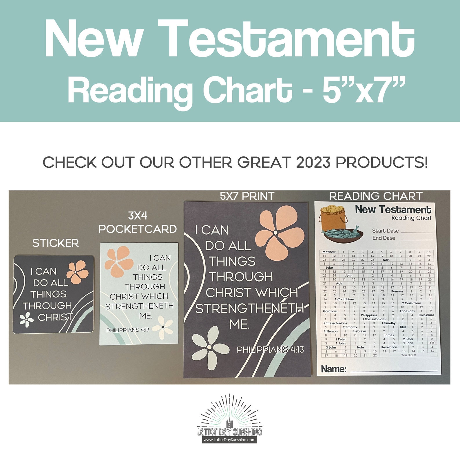 New Testament Reading Chart 5x7 5-PACK 5 LDS Gospel Study Reading Chart ...