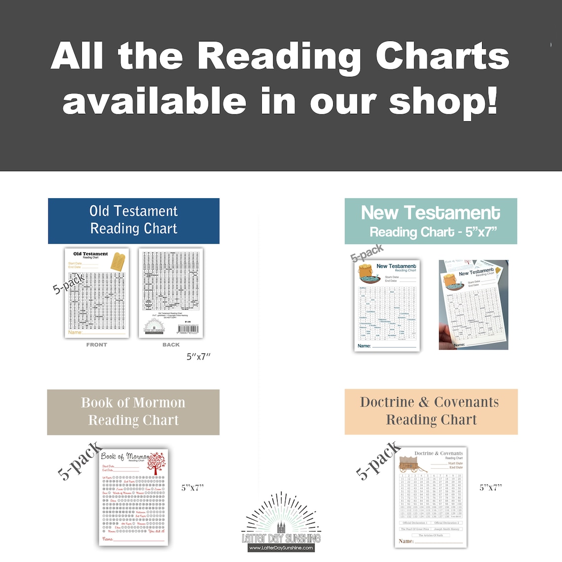 Old Testament Reading Chart - 5x7 - 5-PACK (5) LDS Gospel Study Reading ...