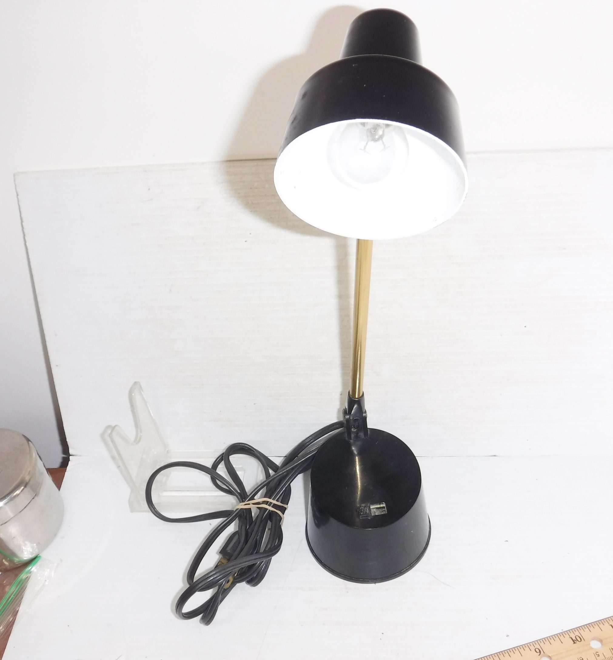 Vintage 1970s Tensor Desk Lamp Wall Mountable Reading Light Black and ...
