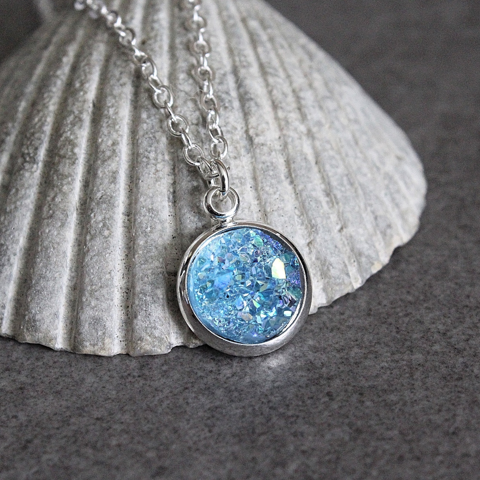 Light Blue Necklace Pale Blue Necklace Blue Pendant - Etsy