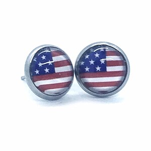 American Flag Stud Earrings, USA Flag Earrings, American Earrings ...