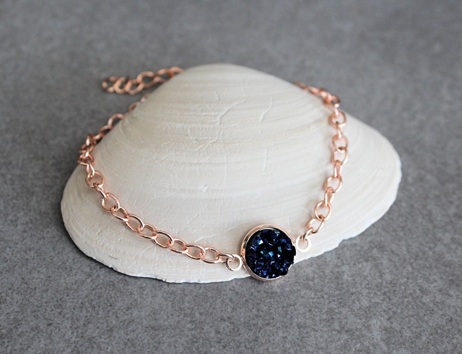 Navy Blue Druzy Bracelet Navy Blue Bracelet Blue and Rose - Etsy