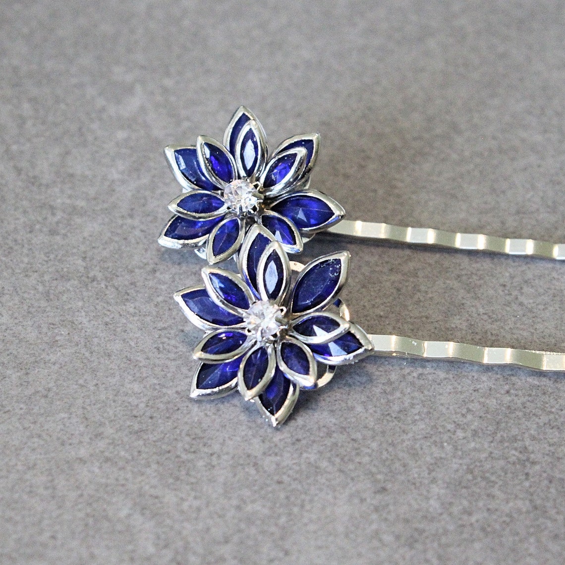 Royal Blue Hair Pins, Dark Blue Bobby Pins, Blue Floral Bobby Pins ...