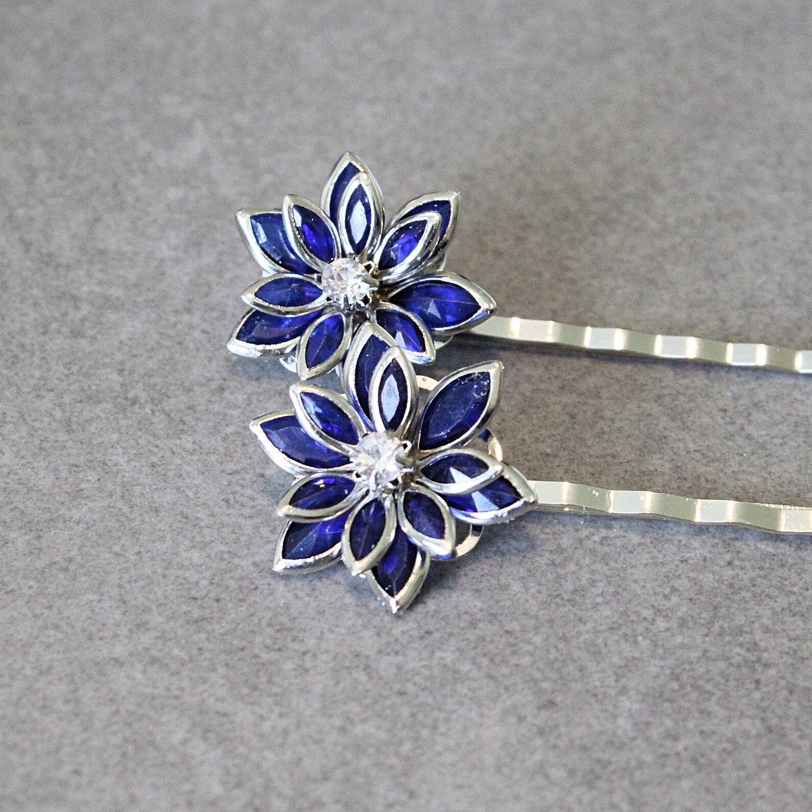 Royal Blue Hair Pins Dark Blue Bobby Pins Blue Floral Bobby - Etsy