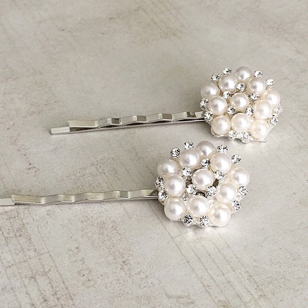Pearl Hair Pins, Pearl Bobby Pin, Wedding Hair Pins, Rhinestone Hair ...