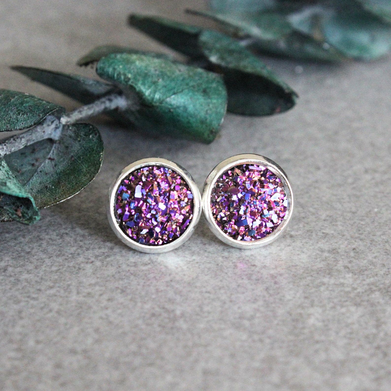 Pink Stud Earrings Dark Pink Stud Earrings Magenta Earrings - Etsy