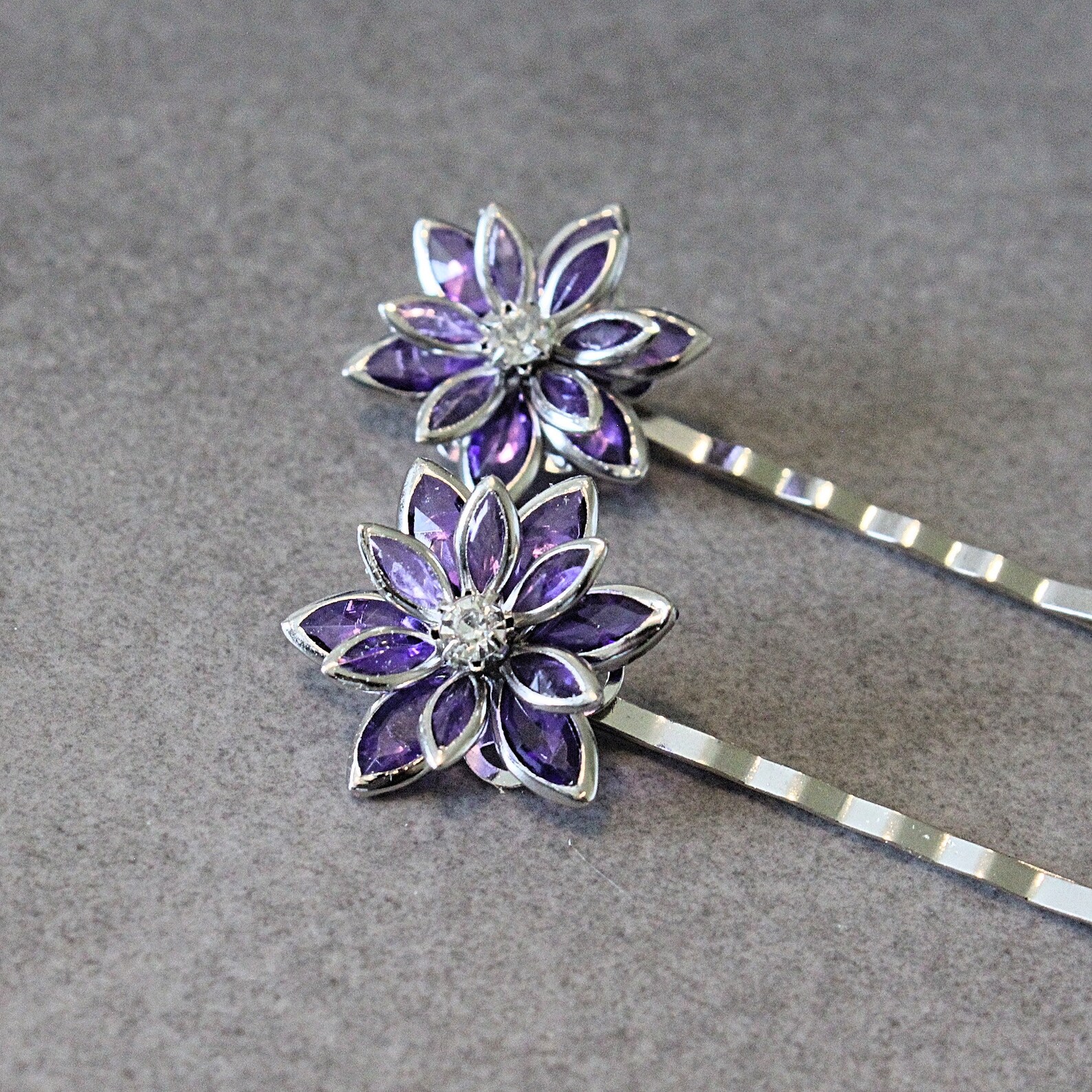 Purple Bobby Pins Purple Hair Pins Floral Hair Pins Sparkly | Etsy