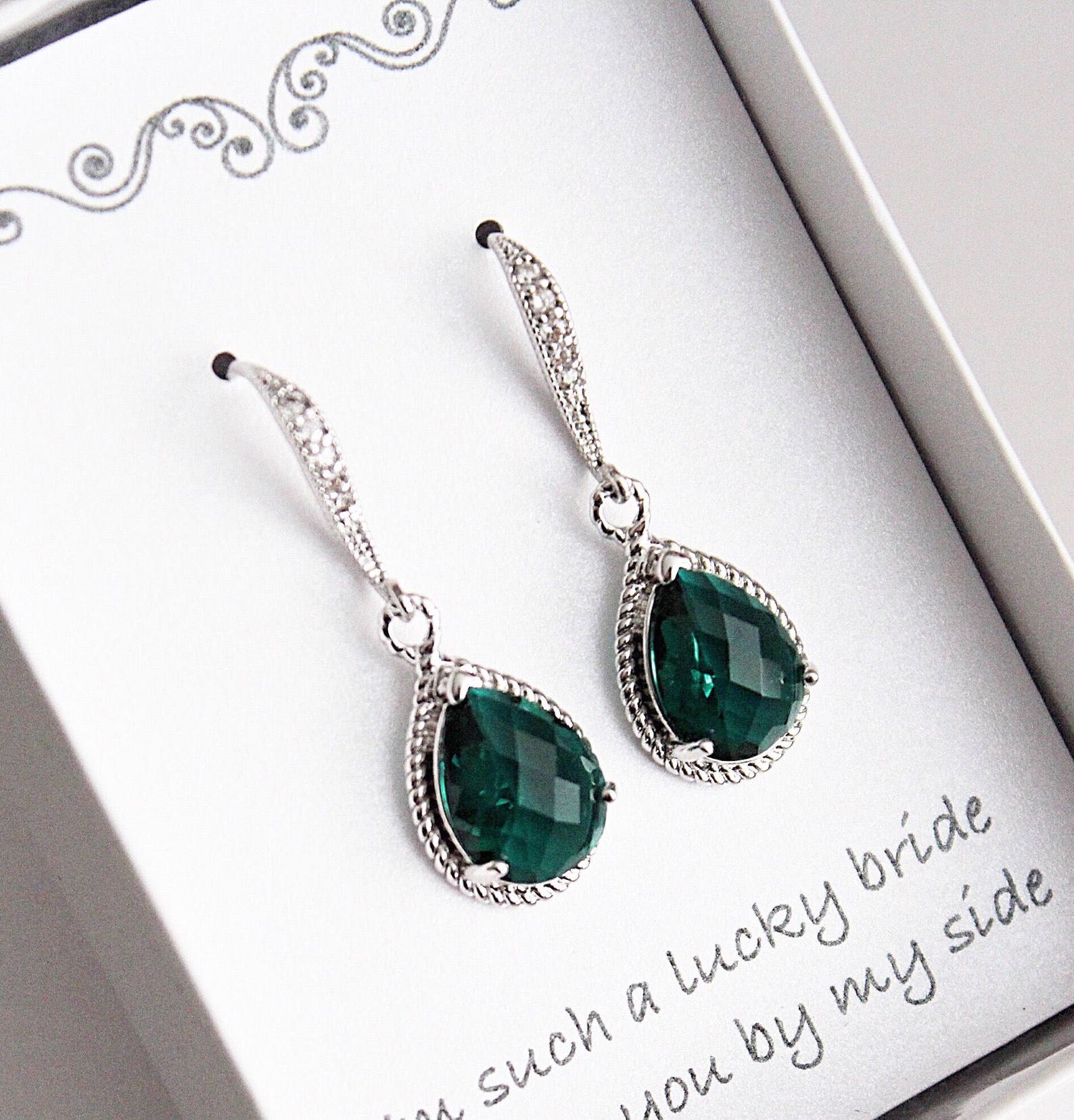 Emerald Green Bridesmaid Earrings Emerald Bridesmaid Jewelry | Etsy