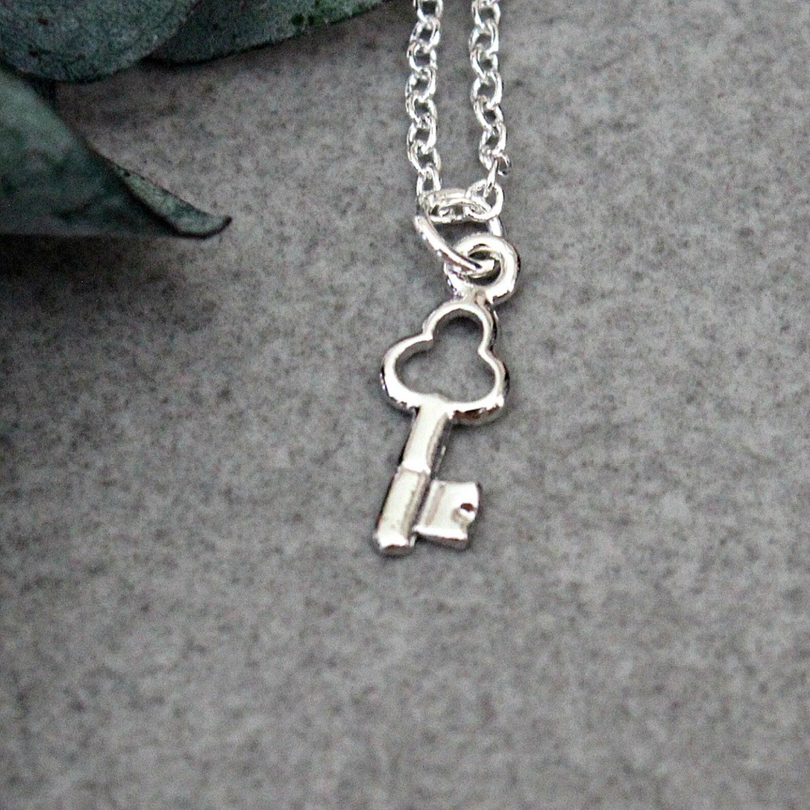 Silver Key Necklace Skeleton Key Pendant Silver Key Charm - Etsy