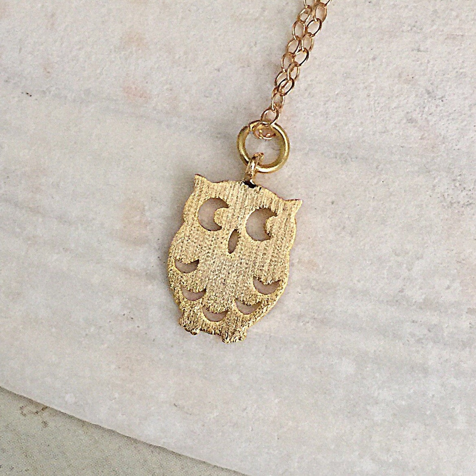 Gold Owl Necklace Owl Pendant Owl Jewelry Gold Bird | Etsy