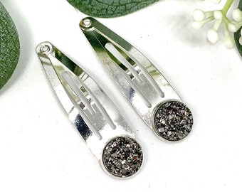 Dark Grey Hair Clips - Etsy