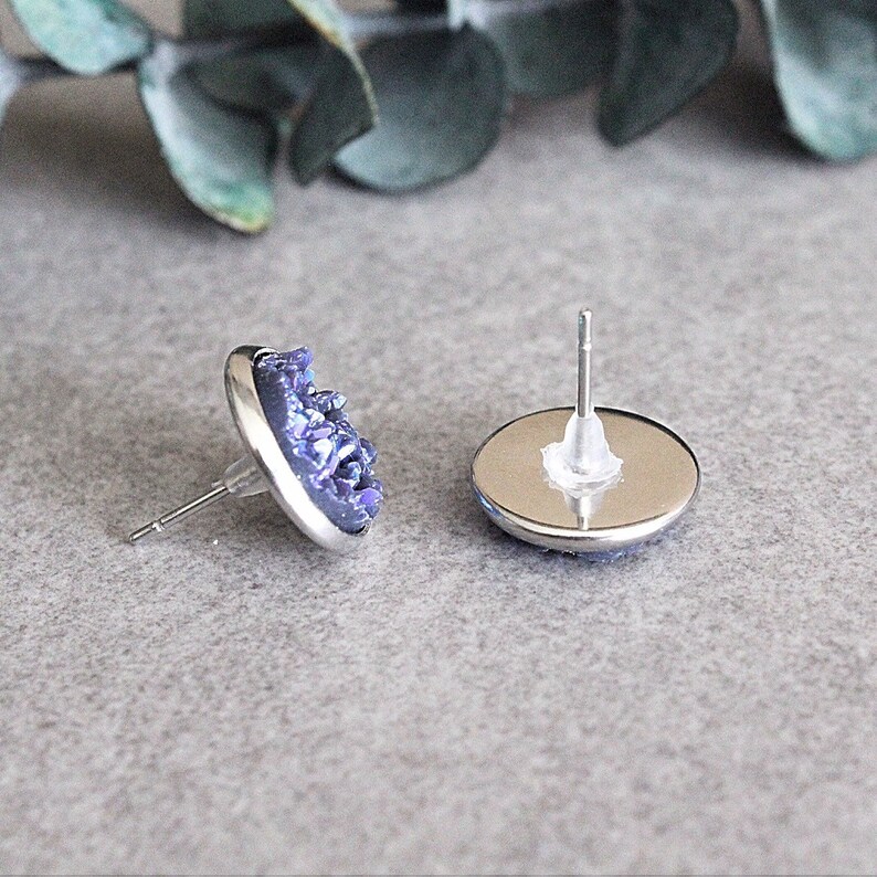 Dark Blue Earrings Dark Purple Earrings Blue Stud Earrings - Etsy