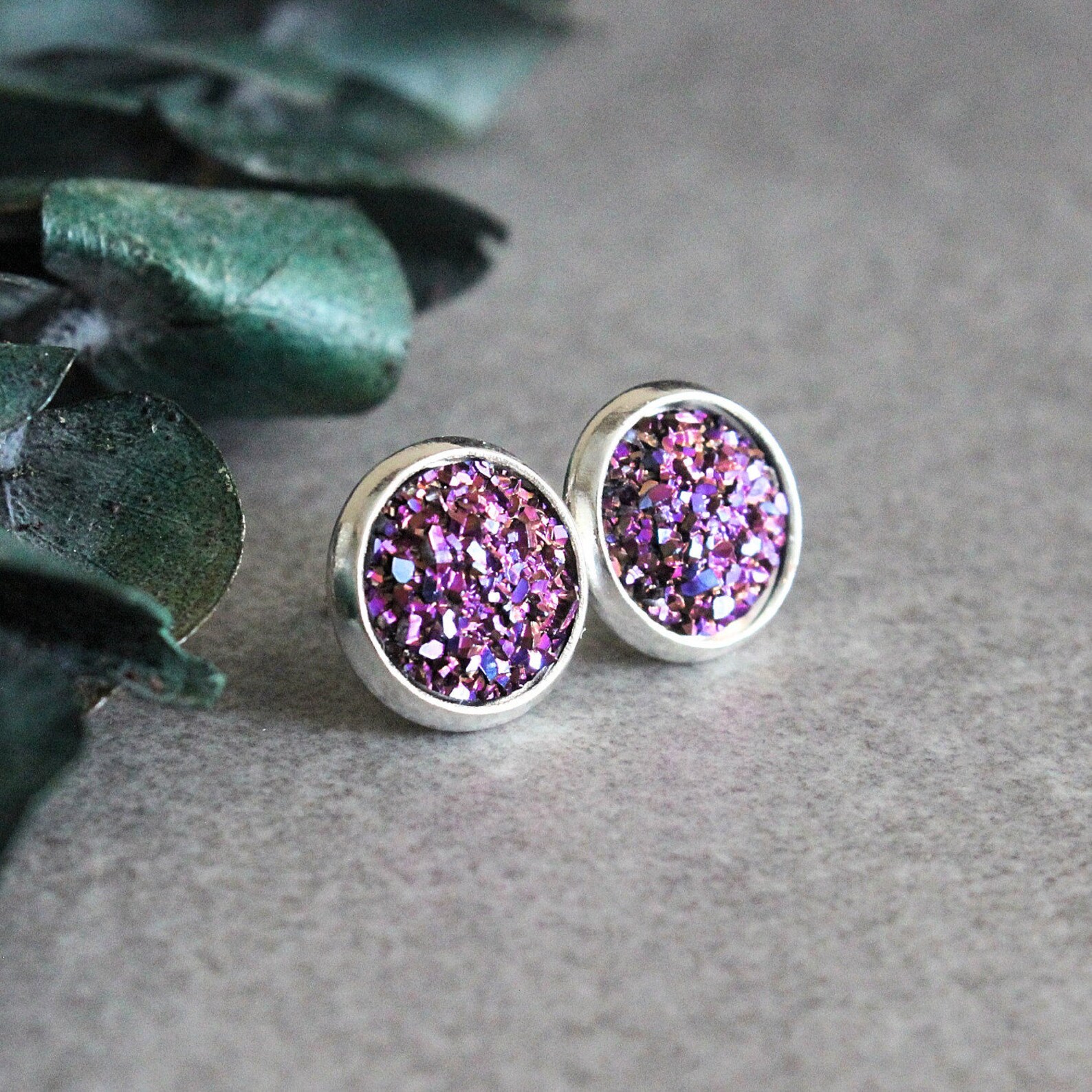 Pink Stud Earrings Dark Pink Stud Earrings Magenta Earrings - Etsy