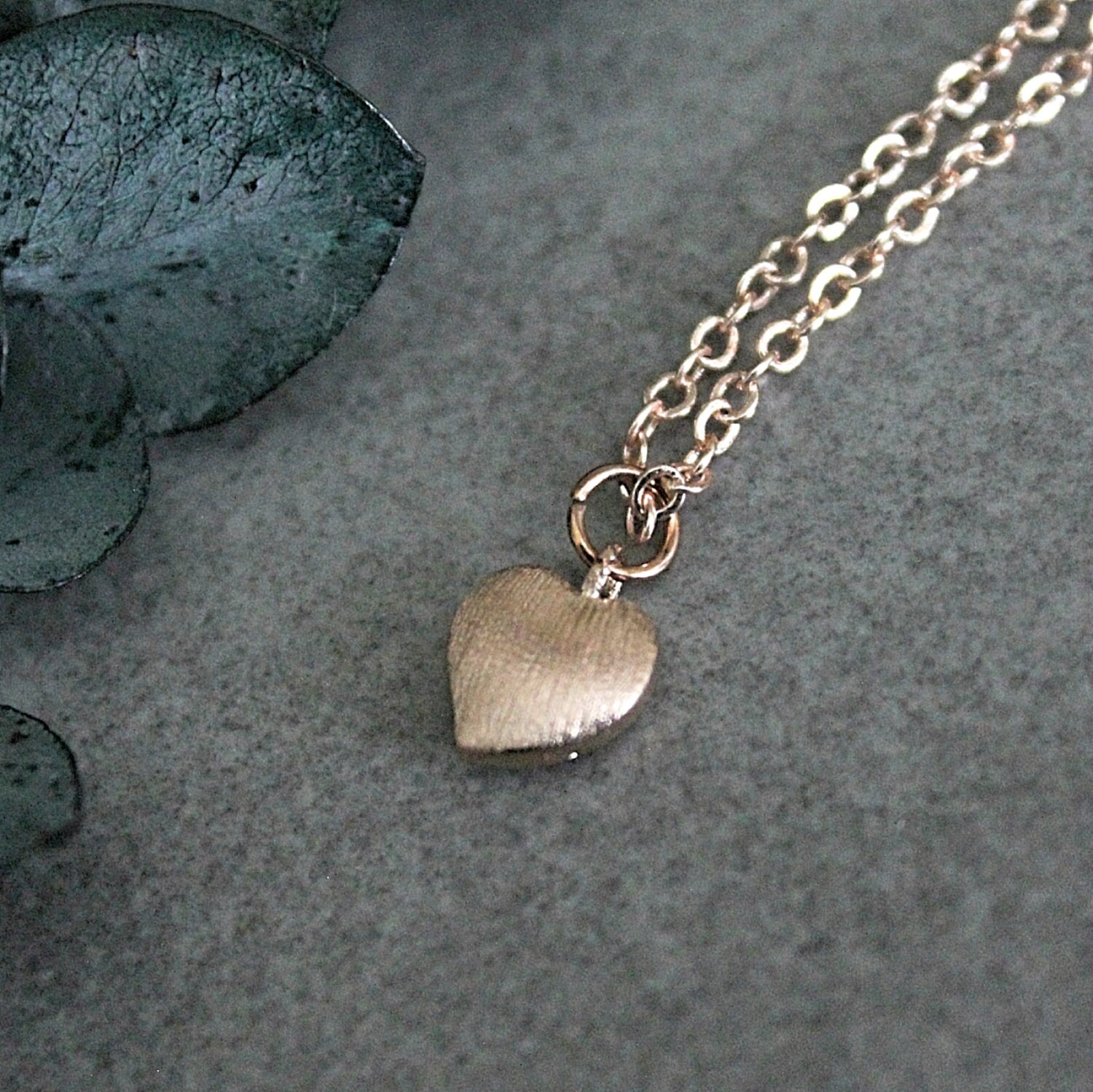 Rose Gold Heart Necklace Rose Gold Heart Pendant Heart Charm | Etsy