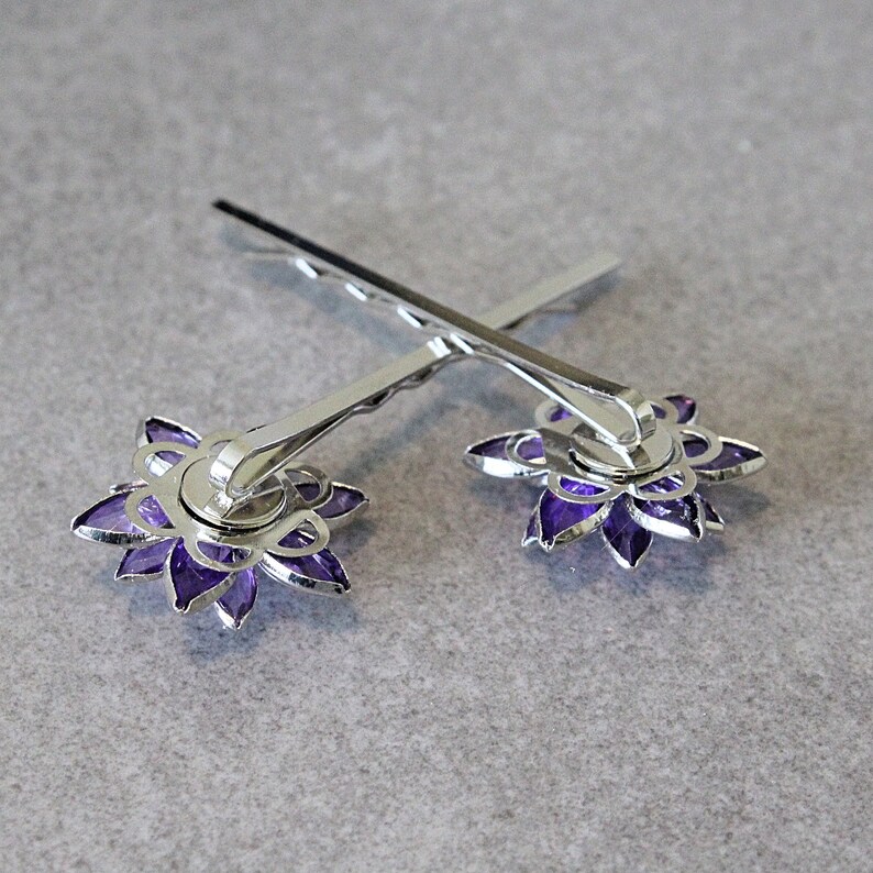 Purple Bobby Pins Purple Hair Pins Floral Hair Pins Sparkly | Etsy