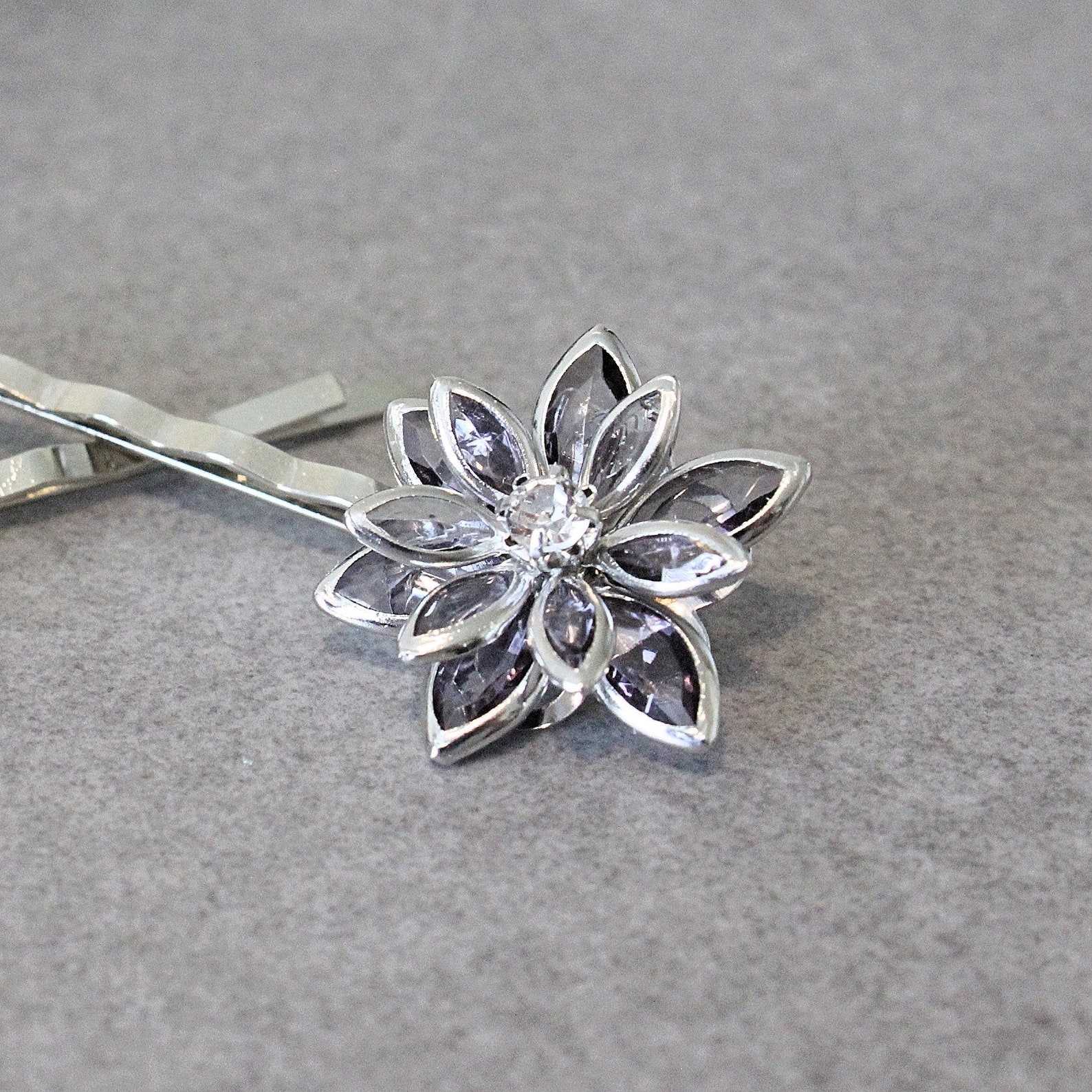Grey Bobby Pins, Grey Hair Pins, Grey Bridesmaid Jewelry, Flower Hair ...