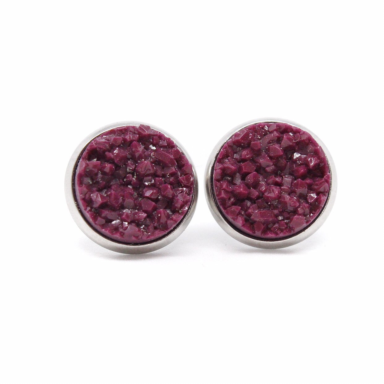 Maroon Stud Earrings Maroon Earrings Maroon Druzy Earrings - Etsy Australia