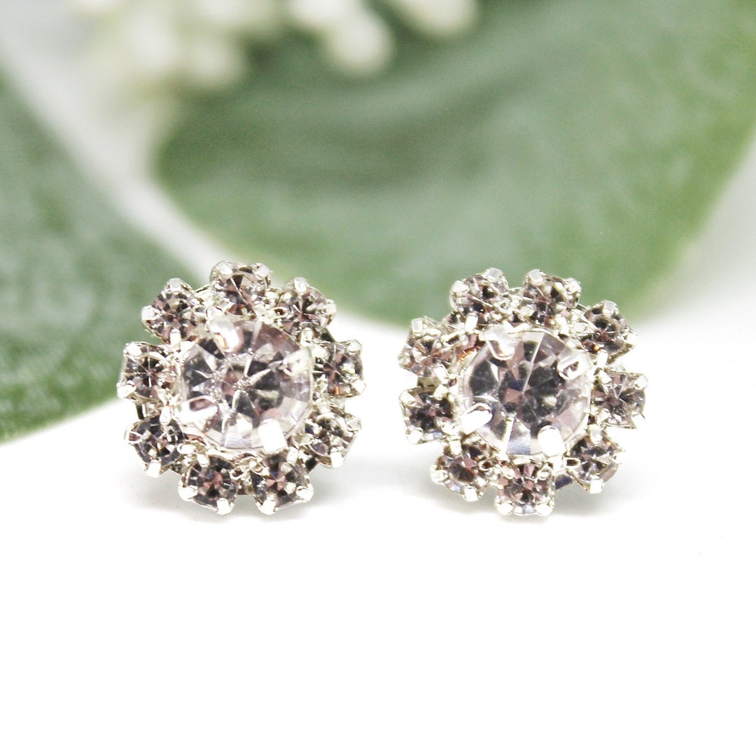 Clear Stud Earrings, Clear Rhinestone Earring, Clear Bridesmaid Earring ...