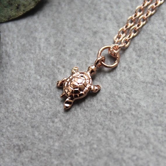Turtle Necklace Rose Gold Turtle Necklace Tortoise Necklace | Etsy