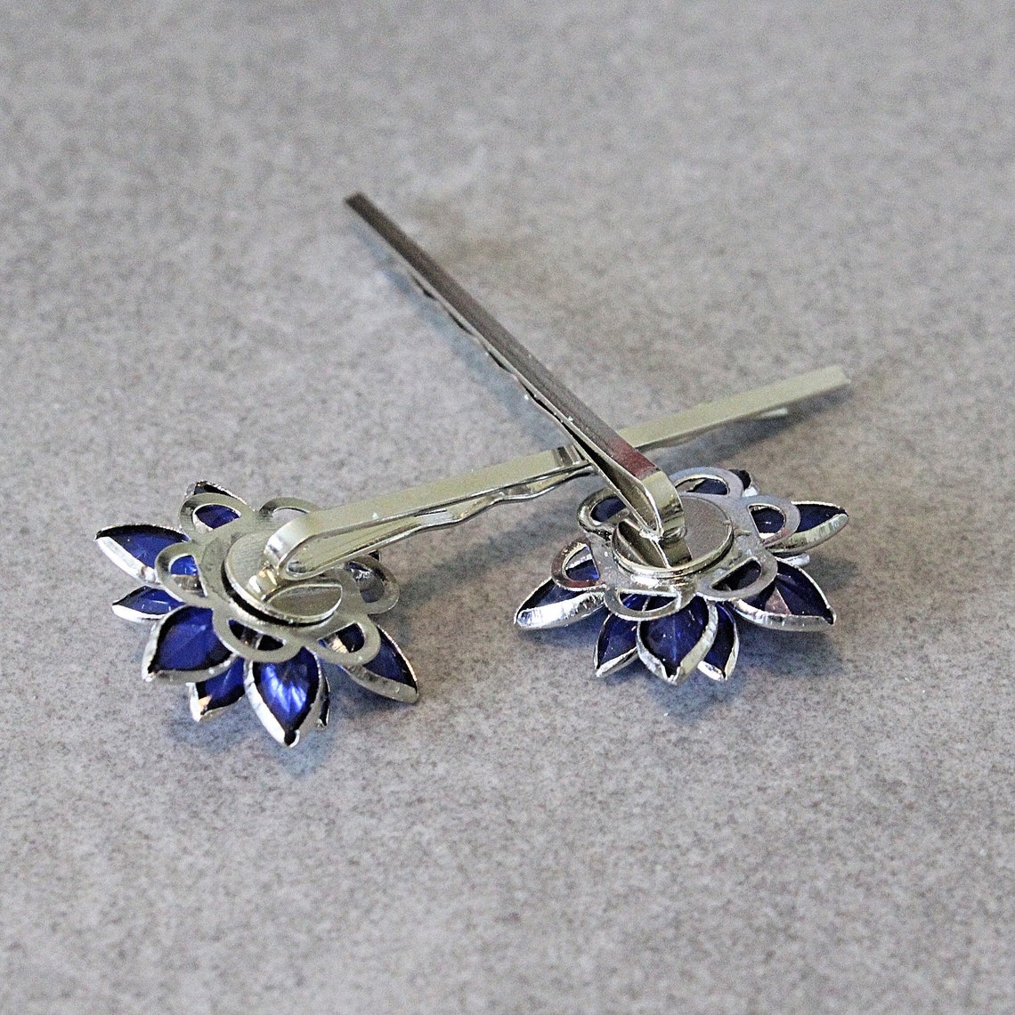 Royal Blue Hair Pins Dark Blue Bobby Pins Blue Floral Bobby - Etsy