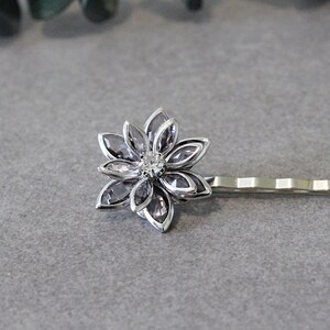 Grey Bobby Pins, Grey Hair Pins, Grey Bridesmaid Jewelry, Flower Hair ...