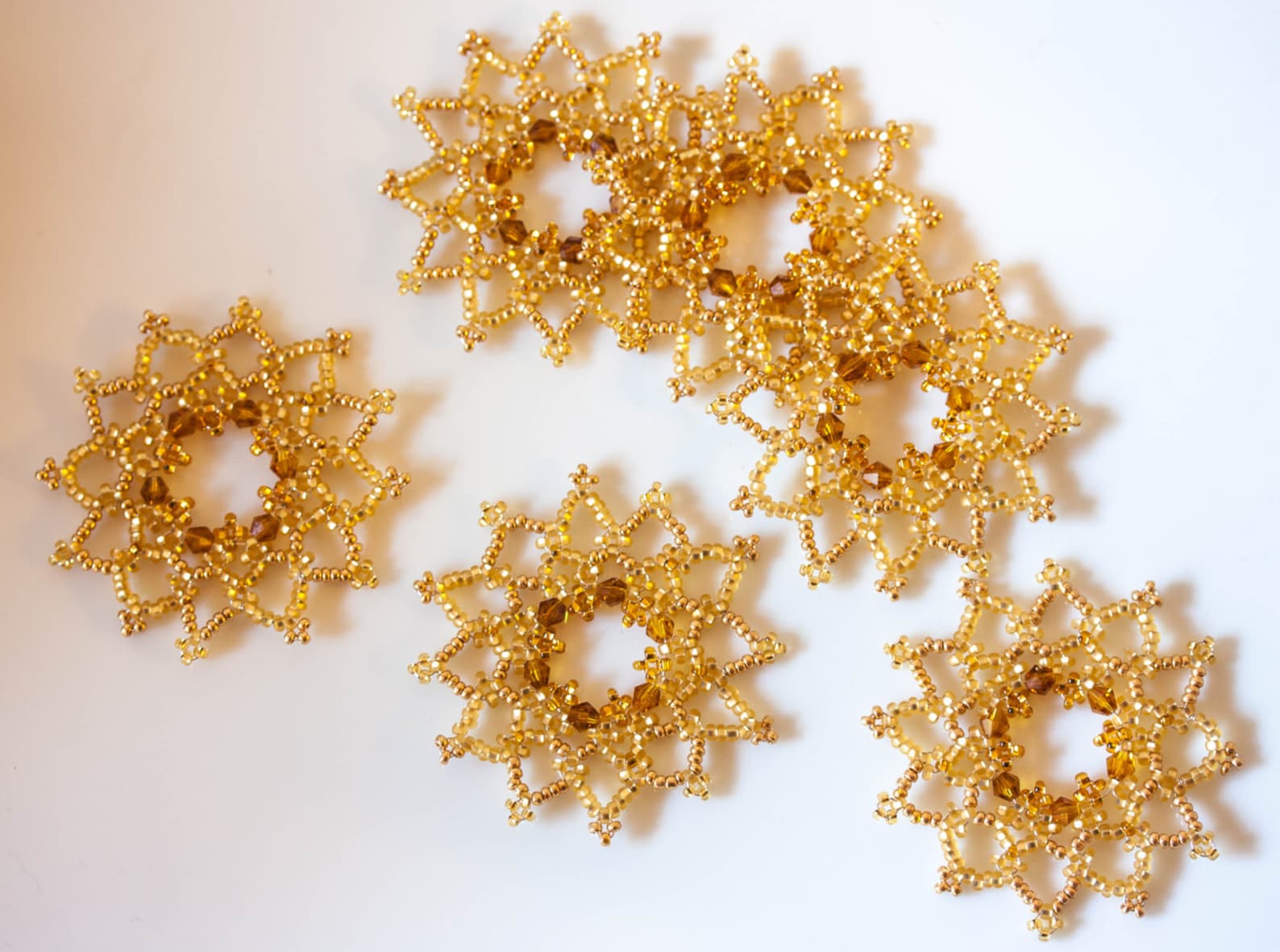 Set of Six Luxurious Beaded Golden Frozen Snowflake Christmas - Etsy