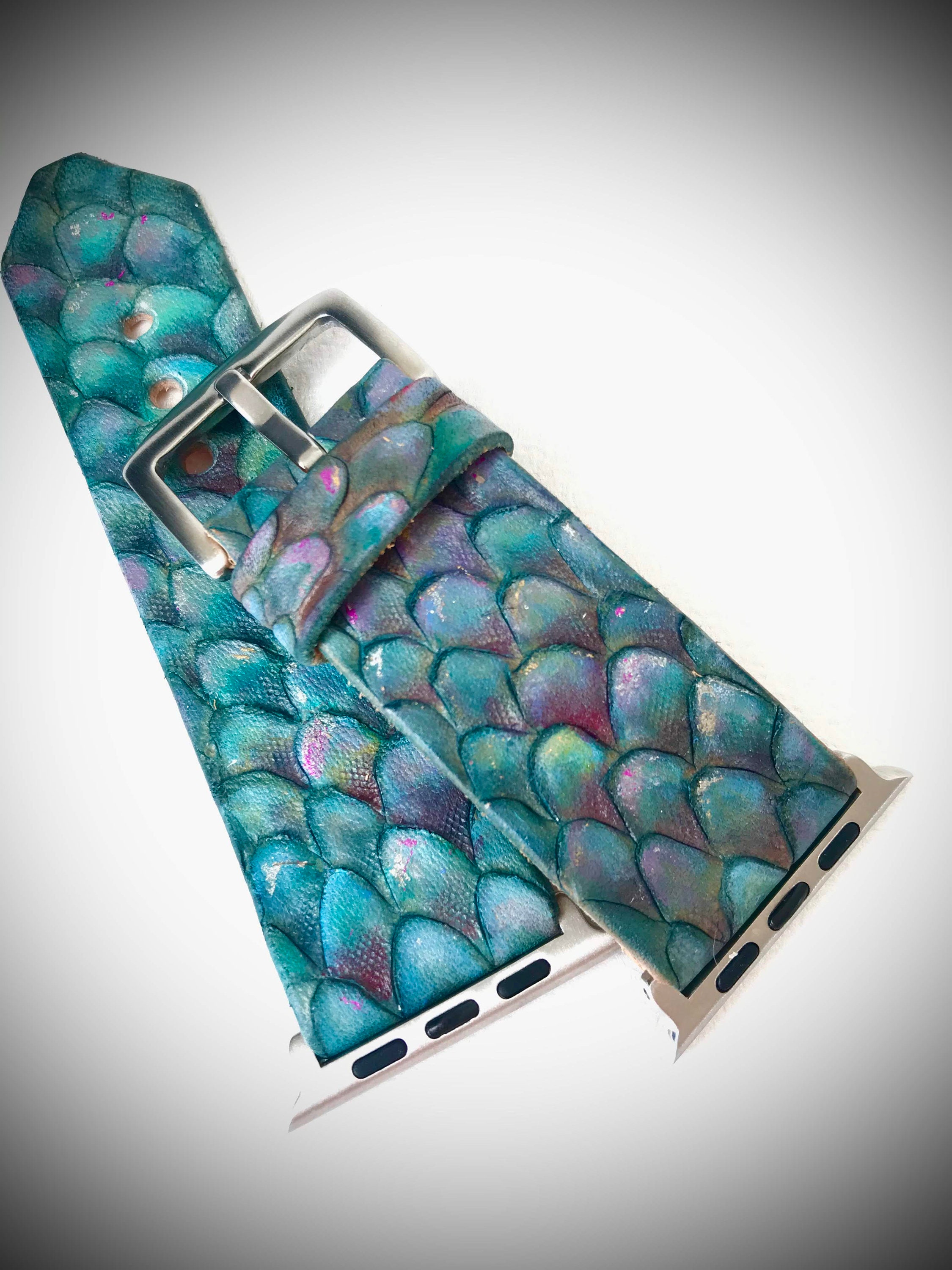 Handcrafted Apple Watch Band From Tooled Leather Imitation of - Etsy