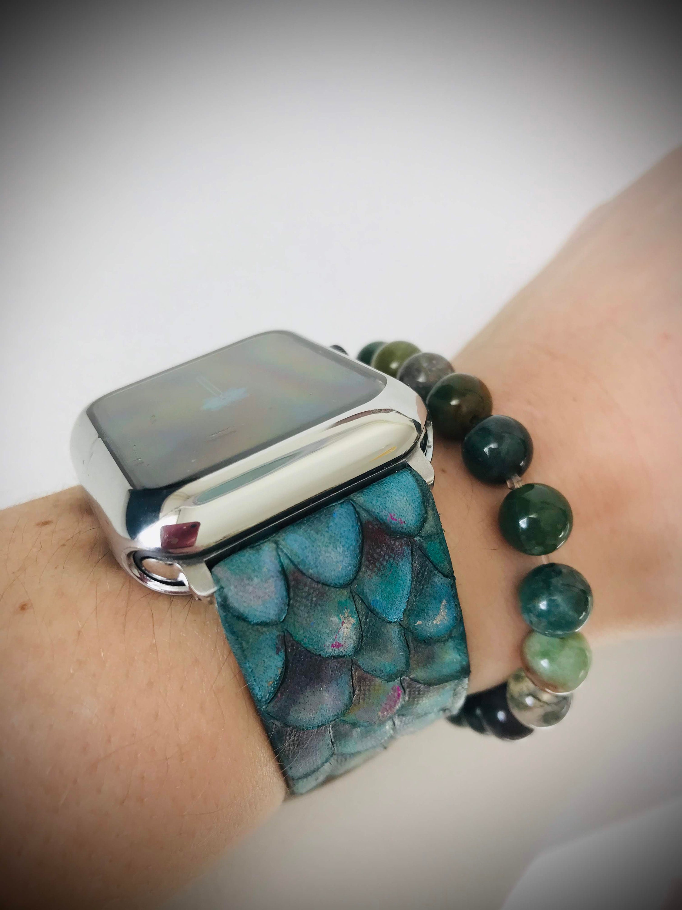 Handcrafted Apple Watch Band From Tooled Leather Imitation of - Etsy