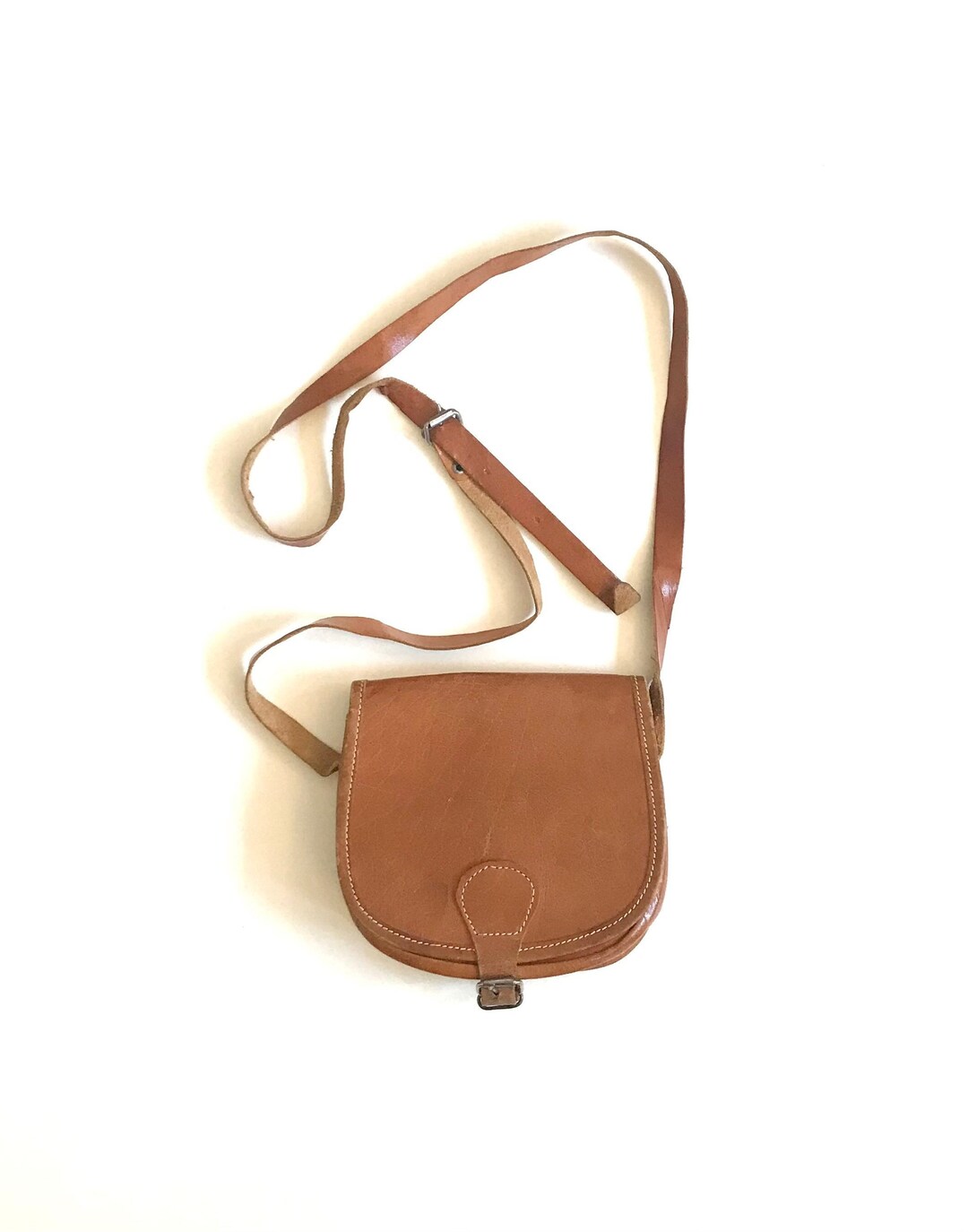 Vintage Camel Color Leather Crossbody Bag - Etsy
