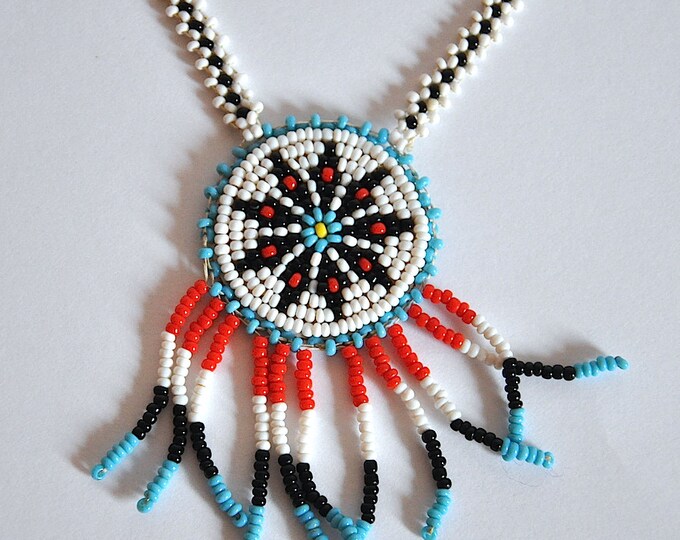 Vintage Native American Seed Bead Star Necklace - Etsy