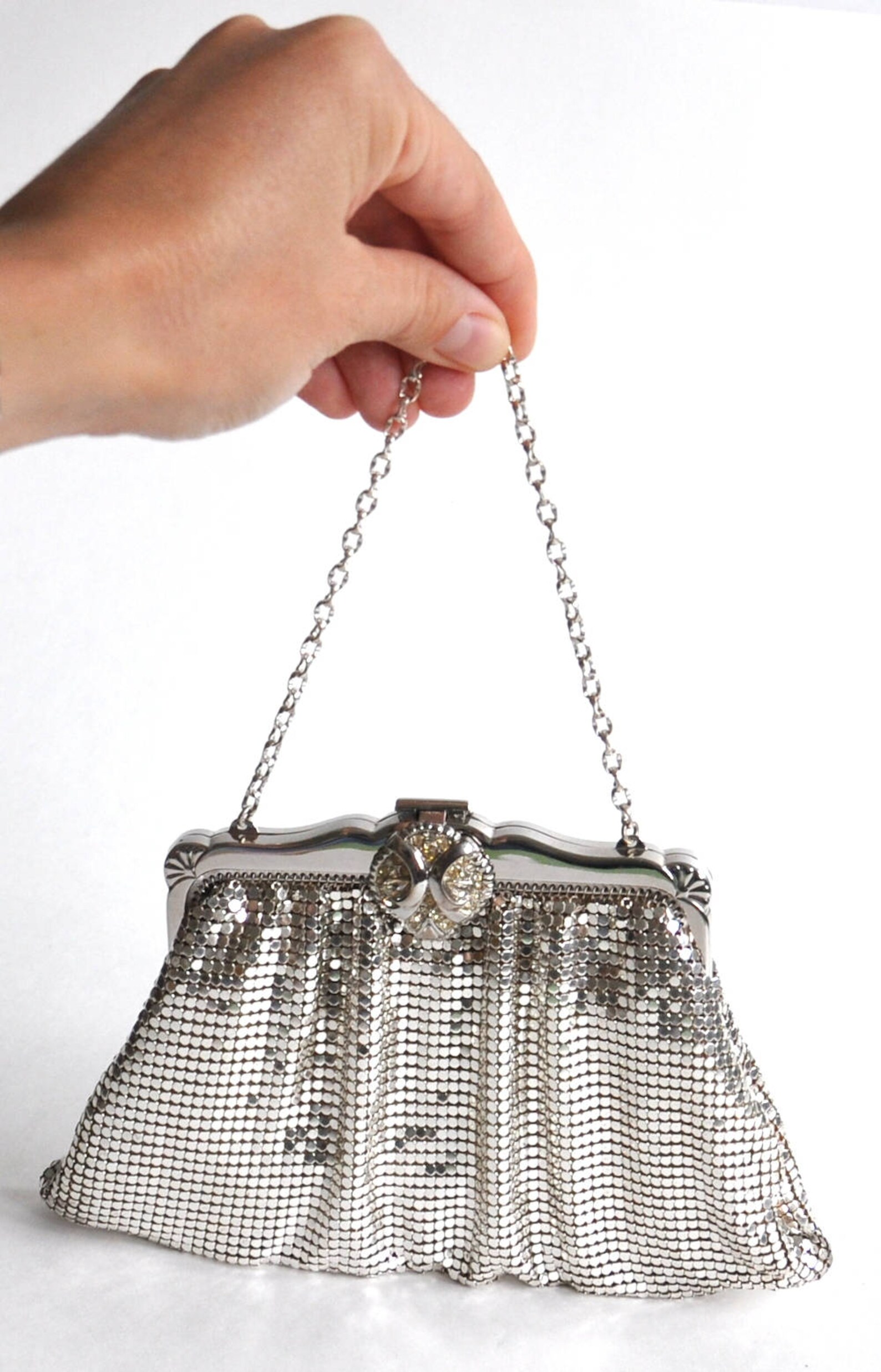 Silver Evening Purse Vintage Wedding Bag Whiting and Davis - Etsy