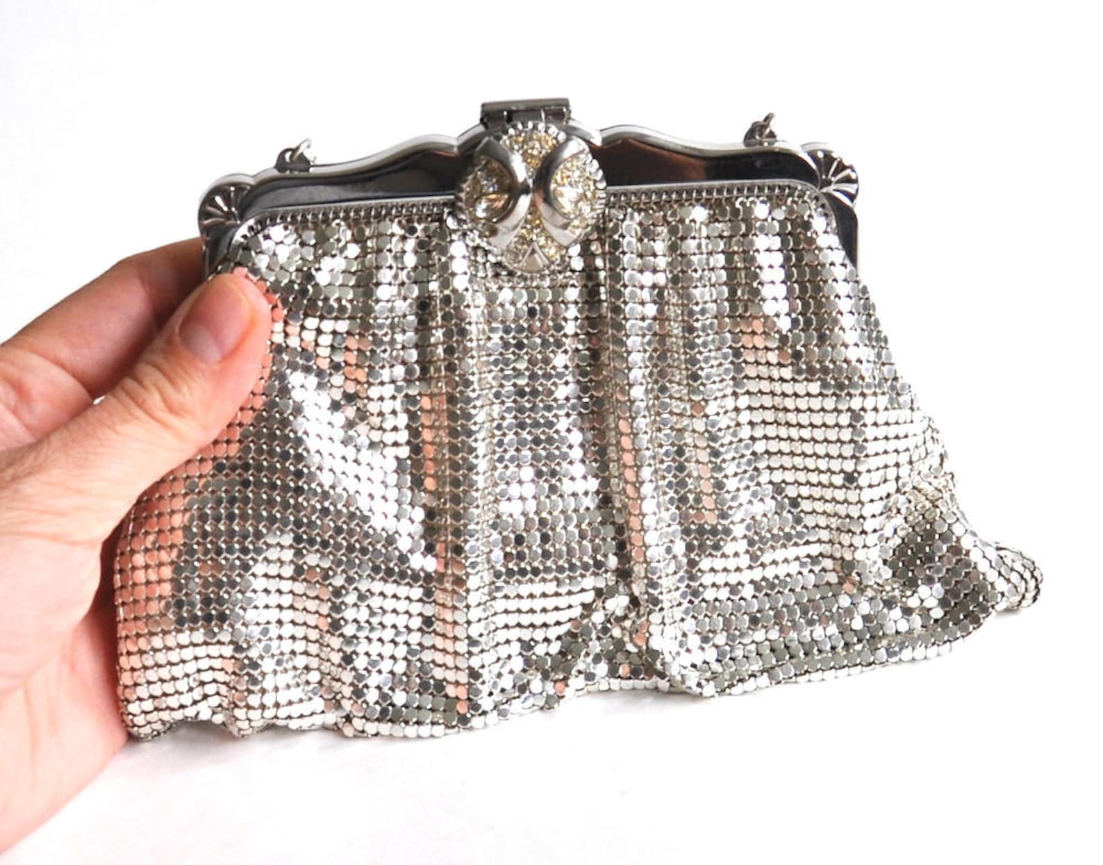 Silver Evening Purse Vintage Wedding Bag Whiting and Davis - Etsy